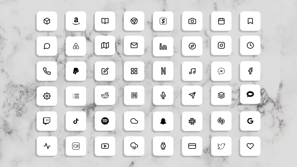 50 White iOS 14 Icons - Glaze Creative