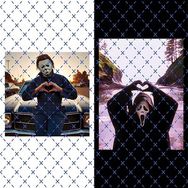 Michael Myers & Ghostface Scream Halloween Heart Hands PNG