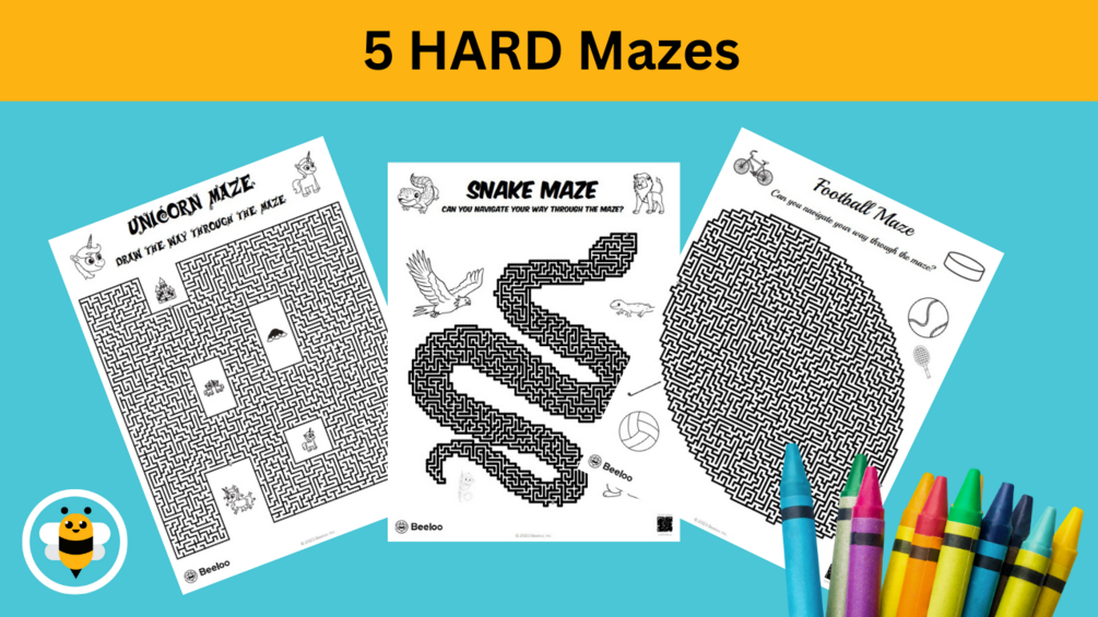 5 HARD Printable Mazes for Kids