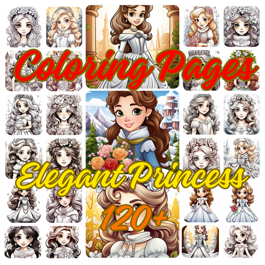 Elegant Princess Adult Coloring Book Pages – Beautiful Printable ...