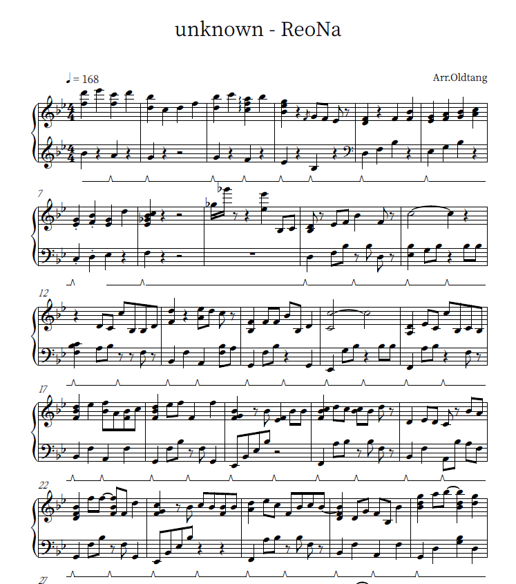 unknown - ReoNa (PIANO SHEET)