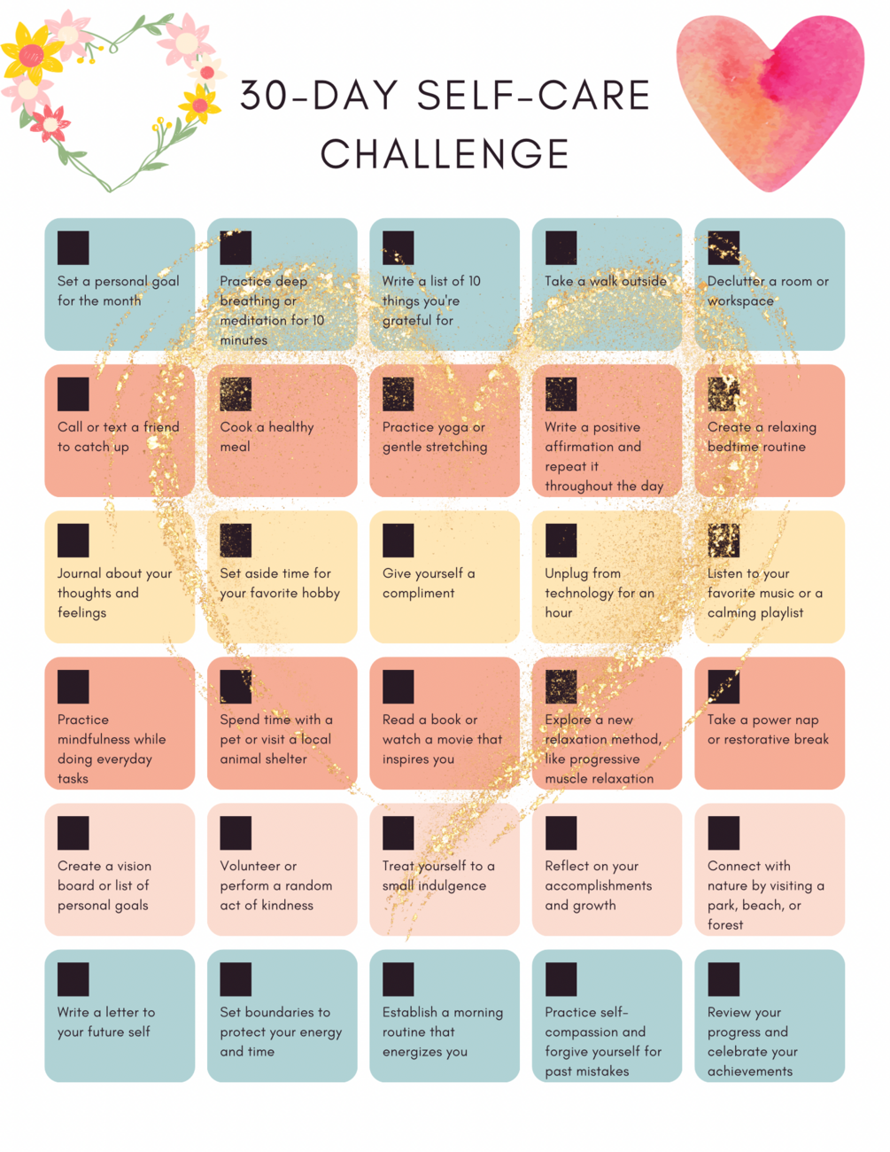 30 day self care challenge