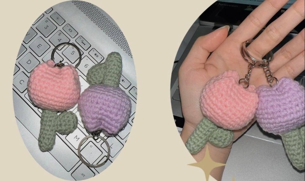 Mini Tulip Keychain Crochet Patterns | Amigurumi Charts in English (PDF ...