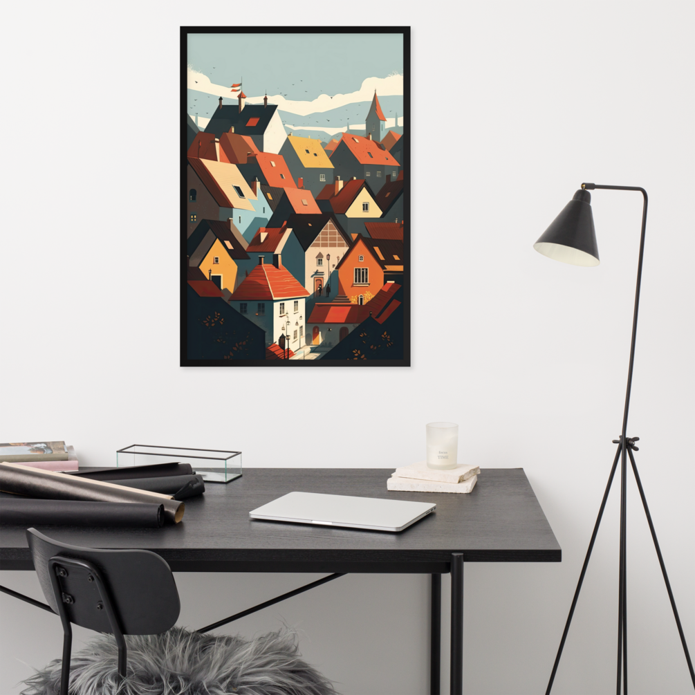 Nordic Haven - Scandinavian Townscape Art (Matte Paper Poster)