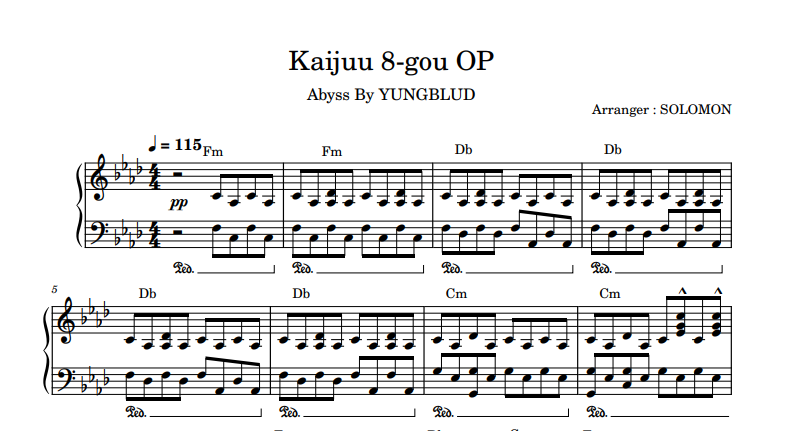 Kaiju No.8 OP[Full]『Abyss - YUNGBLUD』Piano