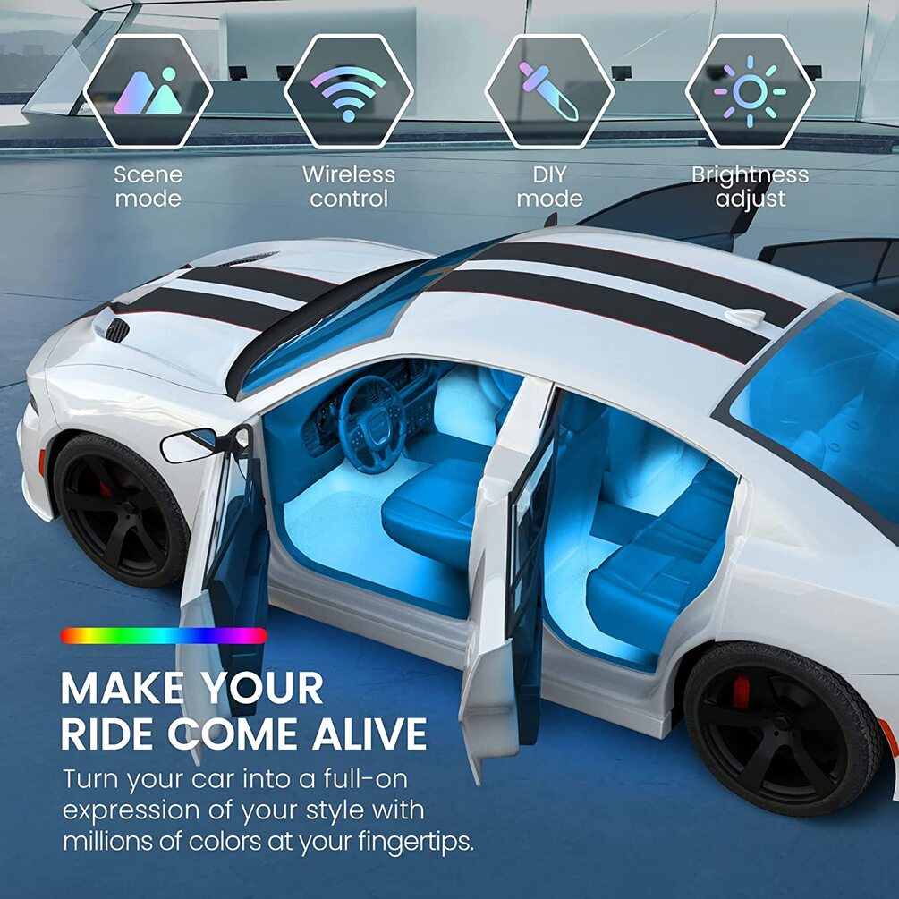 Car Lights with App Control, 16 Million Colors & 30 Scenes, Music Sync ...