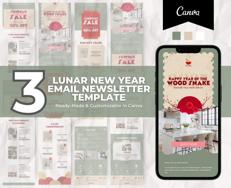 Editable Home Decor Lunar New Year Email Template for Klaviyo Mailchimp ...
