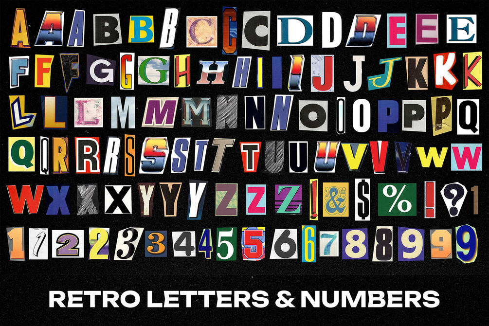 Retro Magazine Cutout Letters & Number