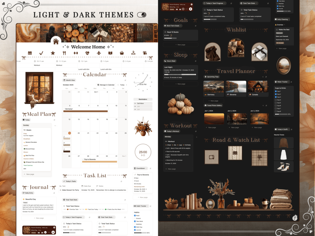 Cozy Autumn Notion Planner Template | Fall Aesthetic Life Dashboard ...