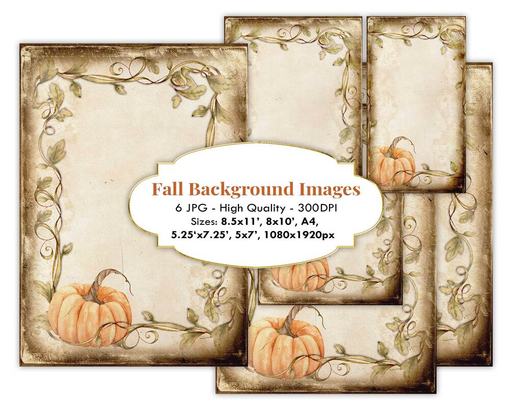 Vintage Fall Framed Background Image, Printable Autumn Digital Paper ...