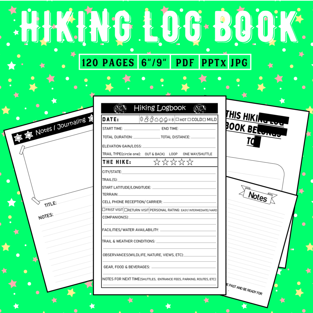hiking log book interior low content book for amazon kdp