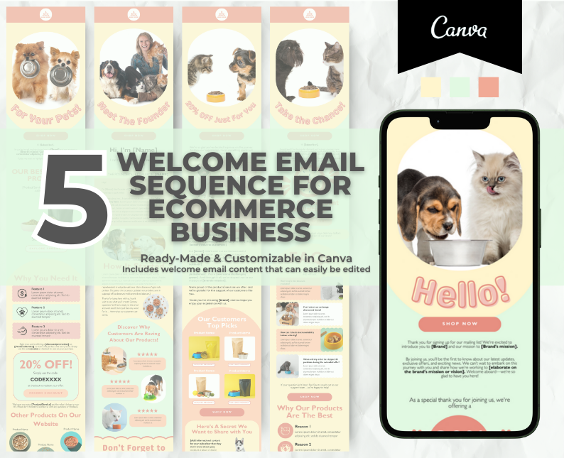 Editable Pet Food Welcome Email Sequence Template for Klaviyo Mailchimp ...