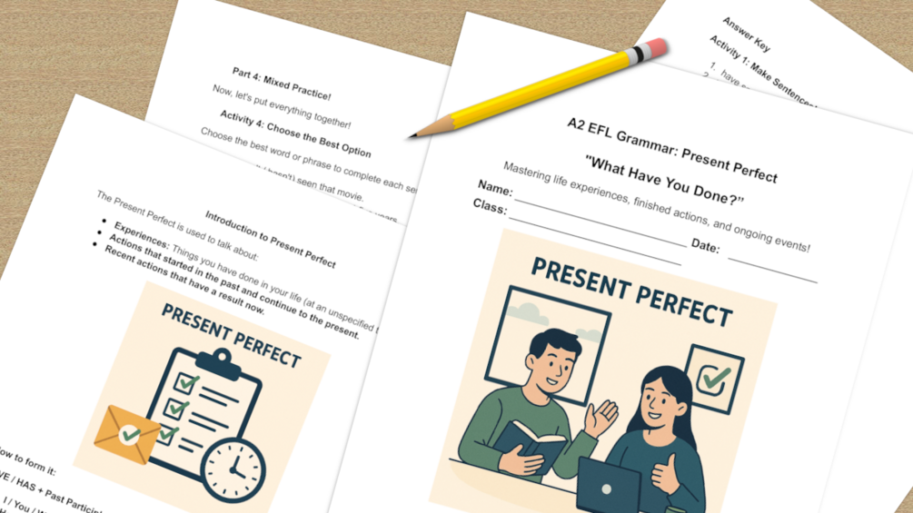 A2 EFL Grammar - Present Perfect (teenagers)