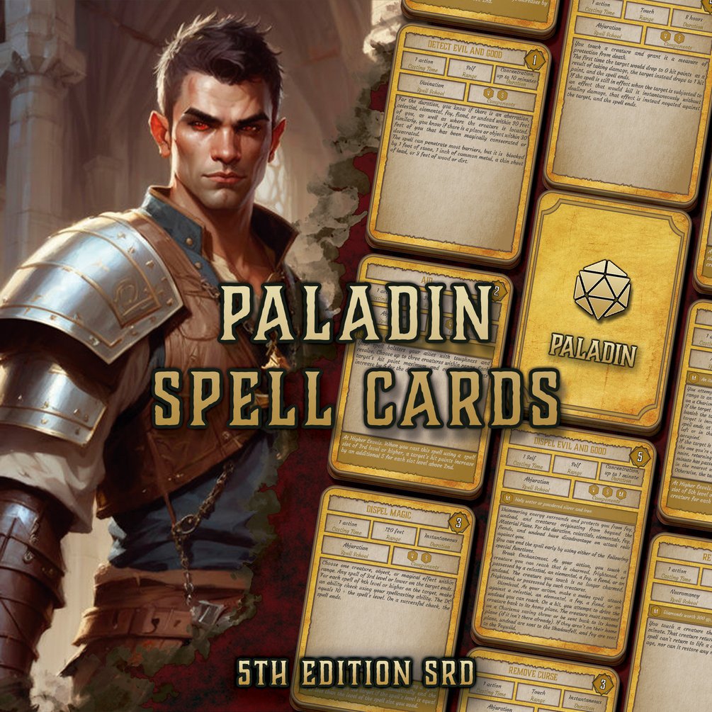 DnD Paladin Spell Cards | Character Spell Cards | 5th edition board ...