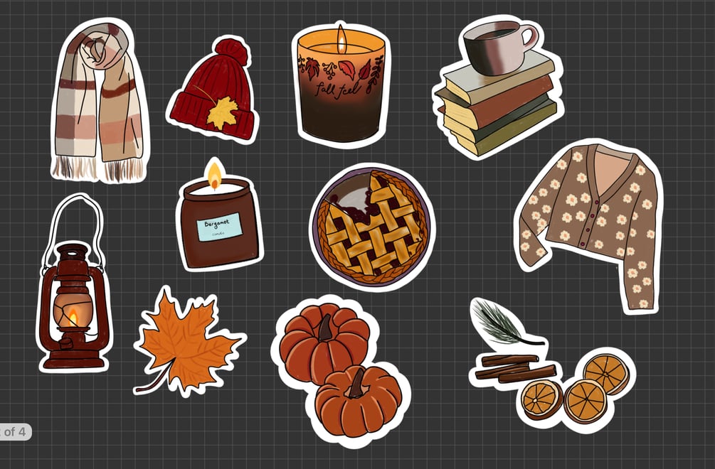 FALL STICKERS, AUTUMN Pre-cropped High Resolution 300dpi Png Digital ...