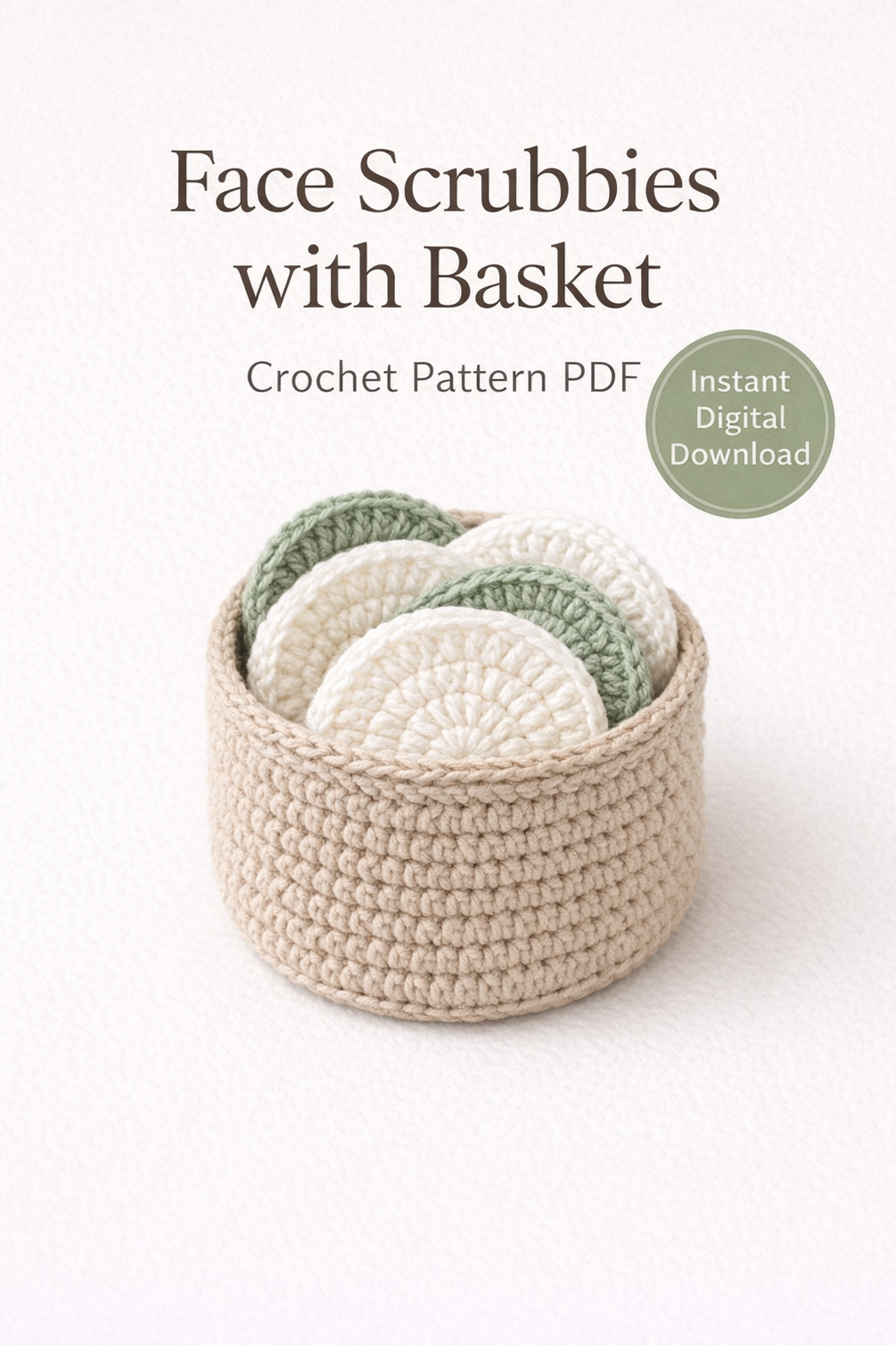 Face Scrubbies with Basket – Crochet Pattern PDF | Reusable Skincare Pads
