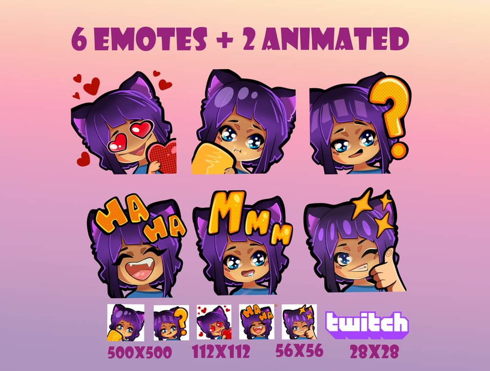 Cute 6 chibi girl emotes + 2animated