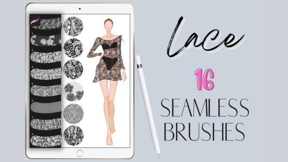 Procreate Lace Pattern 16 Seamless Brushes