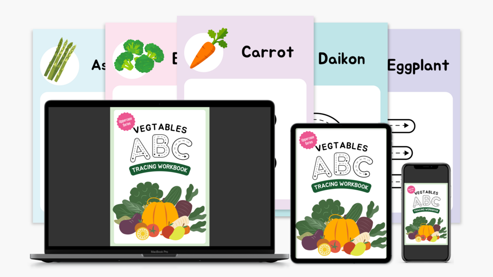 Vegetables Alphabet Tracing Workbook (Upper Case Series)