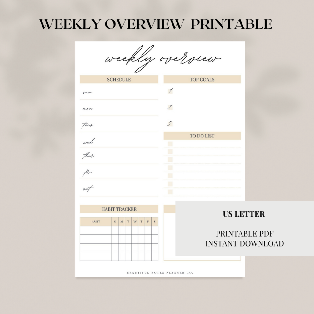 Weekly Overview Printable