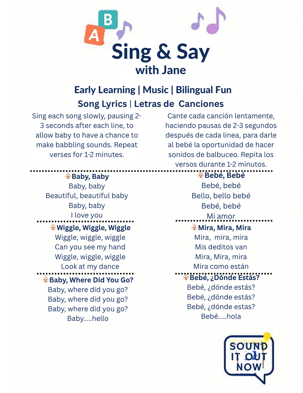 Bilingual Activity Pack for Babies (English/Spanish)