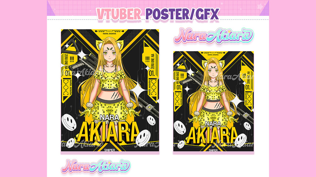 Stylish and Eye-catching VTuber Posters V14 for Streamer