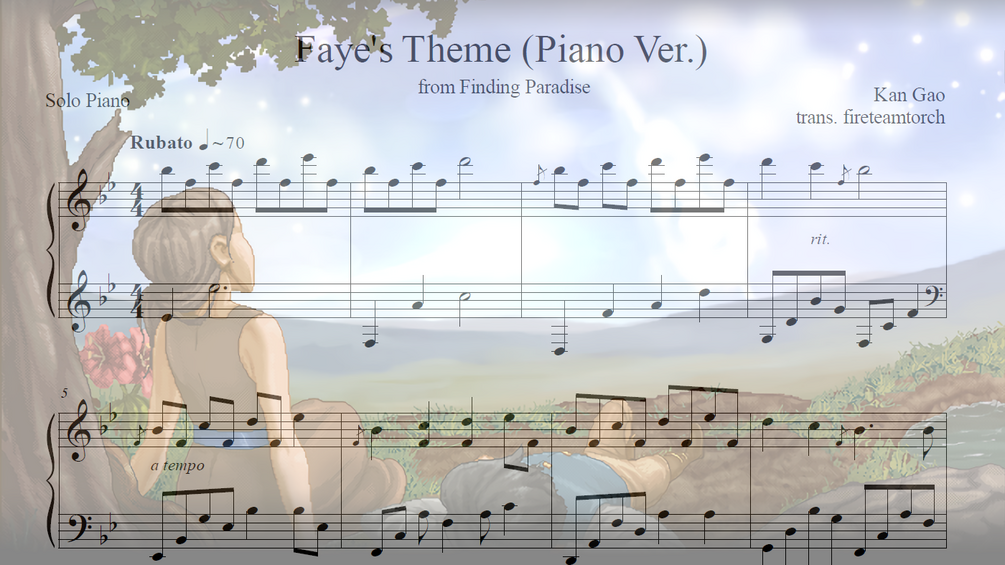 【Sheet Music】 Faye's Theme (Finding Paradise OST)
