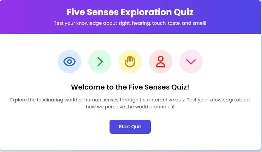 five senses exploration quiz