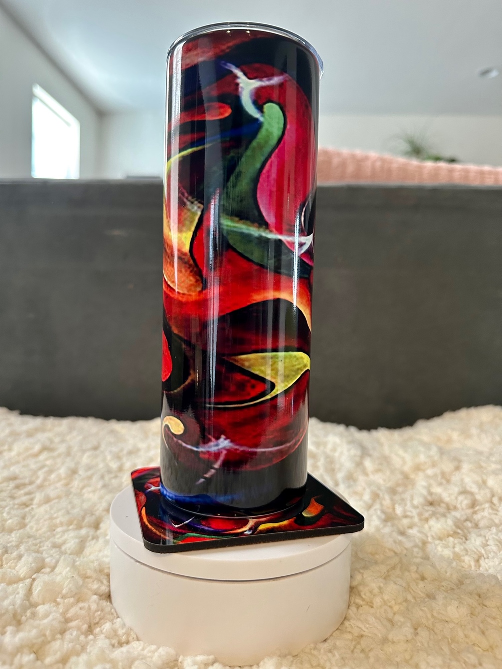 Artist Fred Mathews custom tumbler and coaster set- Mood