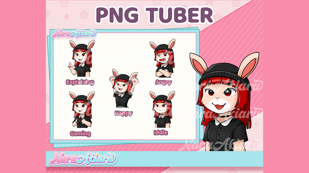 Elevate Your Vtuber Stream with Chibi PNGTuber Avatar Rabbit Girl