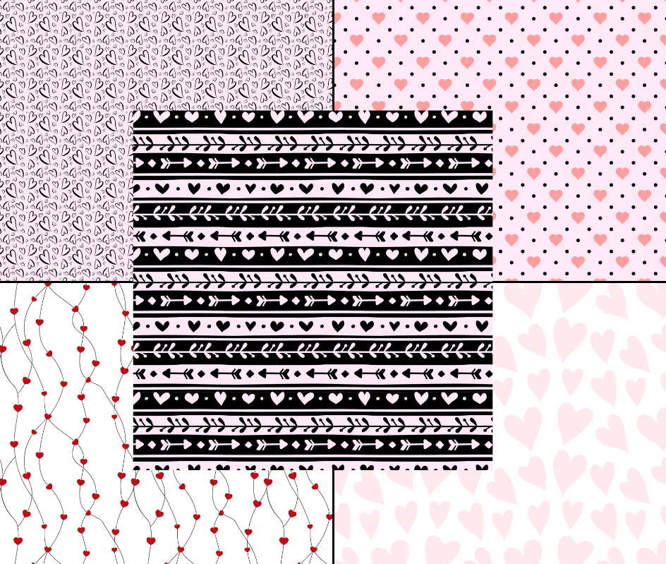 20 Valentine Themed Digital Papers, Seamless Commercial Use Instant ...