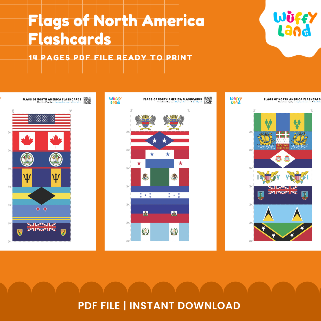Explore North America: Printable Flags Flashcards for Kids ...