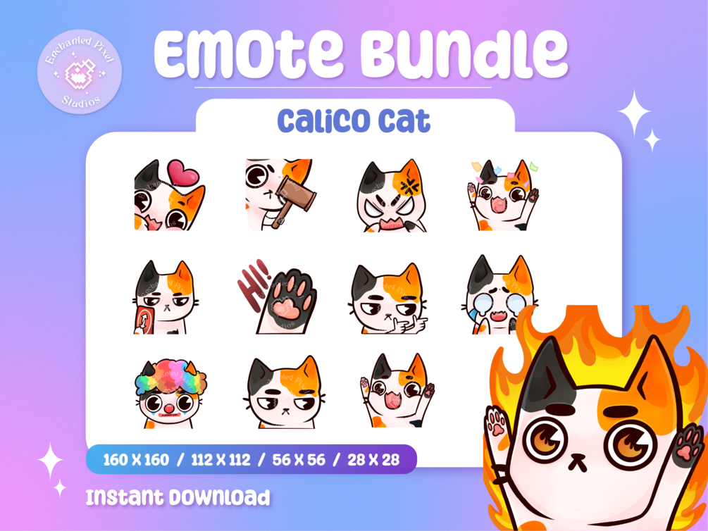 Cat Twitch Emote | Calico Cat Emote, Cute cat Emote | Twitch Emote ...