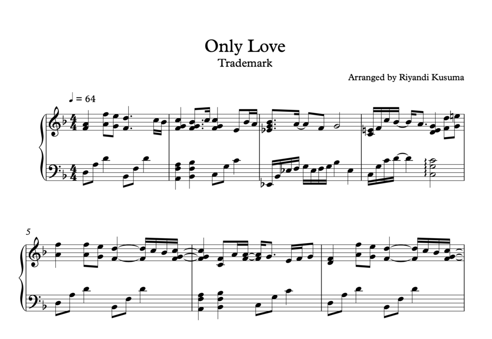 Only Love - Trademark (Sheet Music)