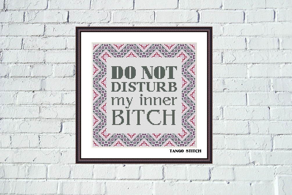 Do not disturb funny cross stitch embroidery pattern