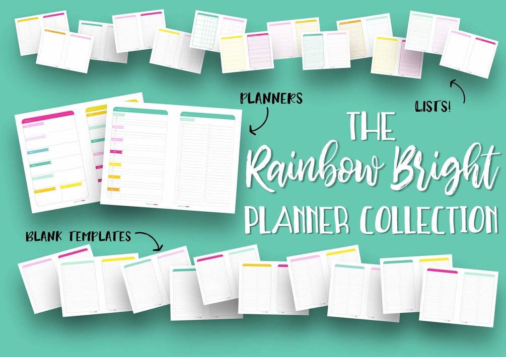 Rainbow Bright Planner Kit! Printable Weekly Planner PDF | INSTANT ...