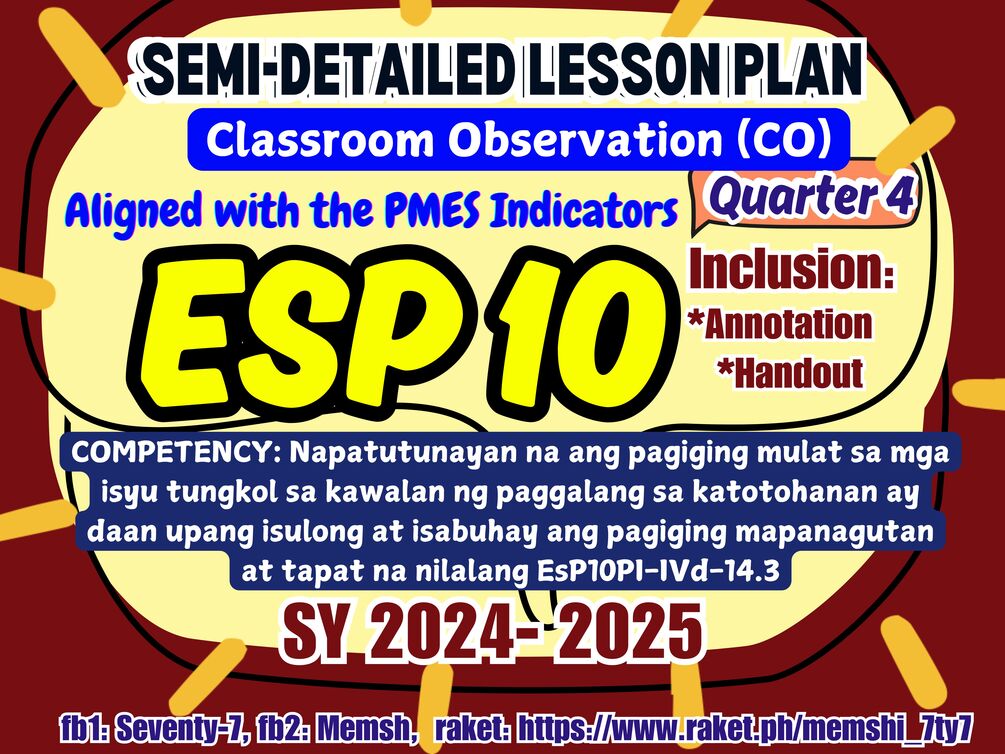 CO LESSON PLAN-ESP 10-QUARTER 4 (PMES ALIGNED)