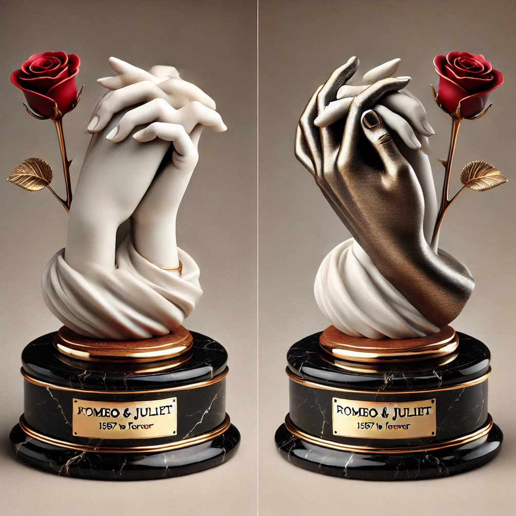 Eternal Embrace: Personalized Couple's Hand-Holding Sculpture