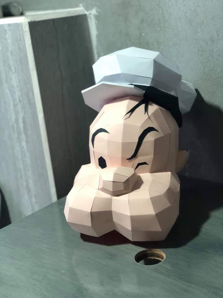 Popeye Head,3D Papercraft ( Template + Instruction )
