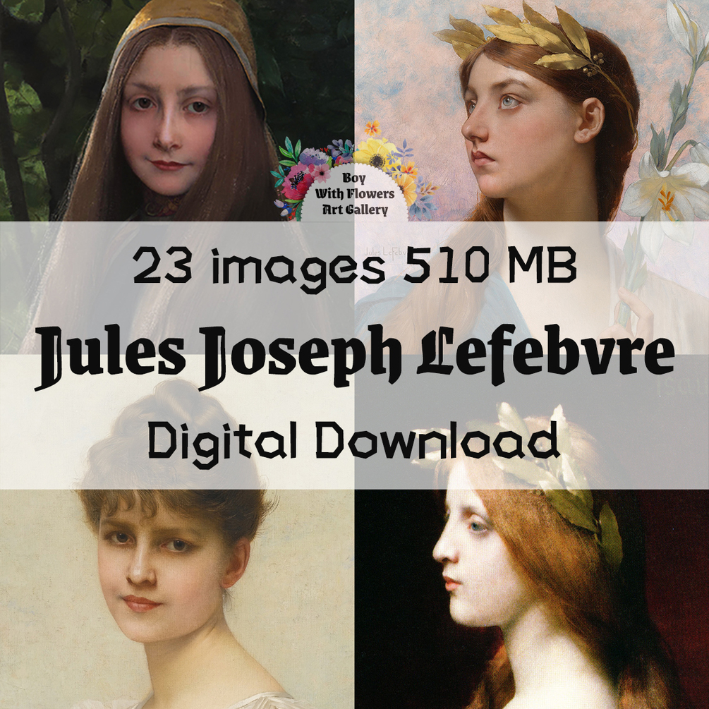 23 digital images of Jules Joseph Lefebvre paintings, people landscape ...