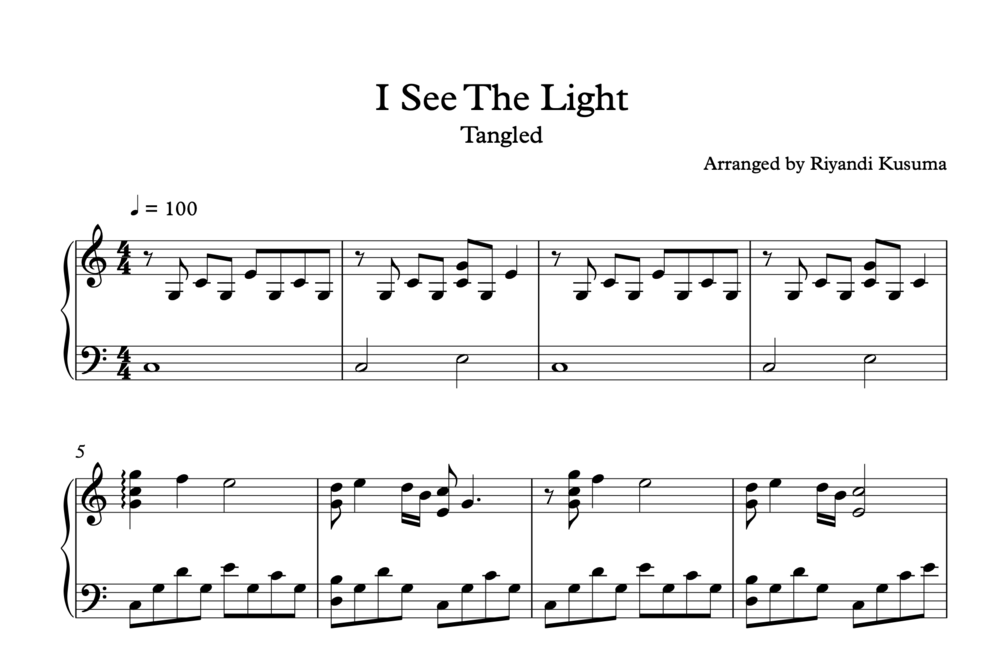 Tangled - I See The Light (Sheet Music)