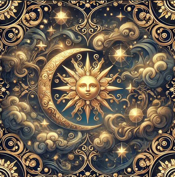 Golden Cosmos: A Dance of Light and Shadow