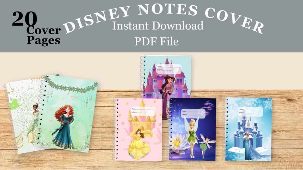 Disney Princess character Digital Notes Cover Page