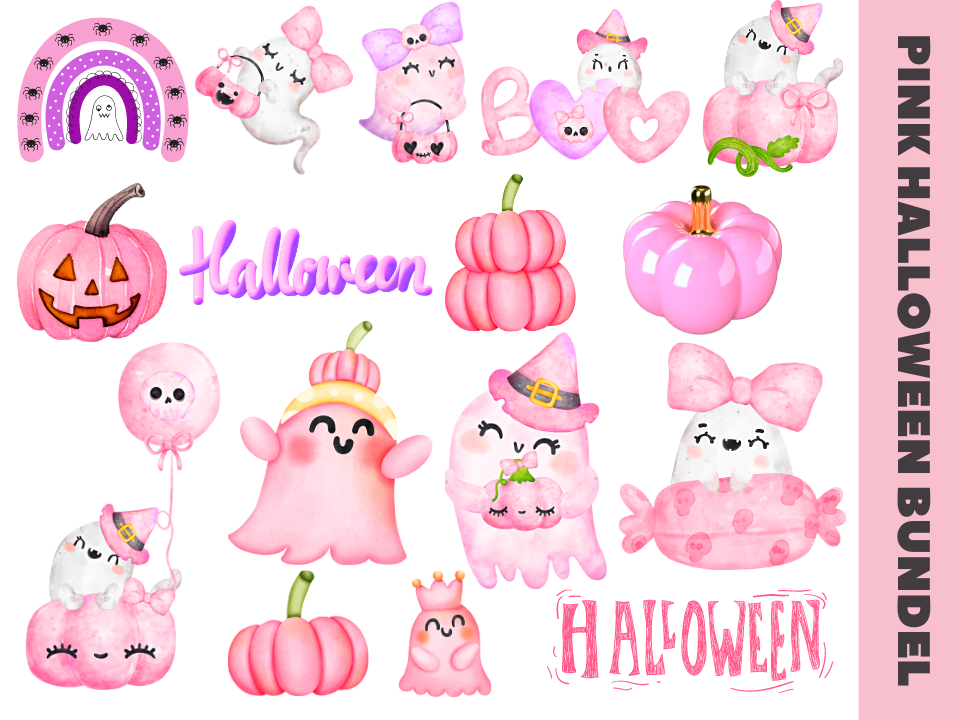 pink Halloween design vectors,HALLOWEEN BUNDLE PNG SVG PDF,Halloween ...