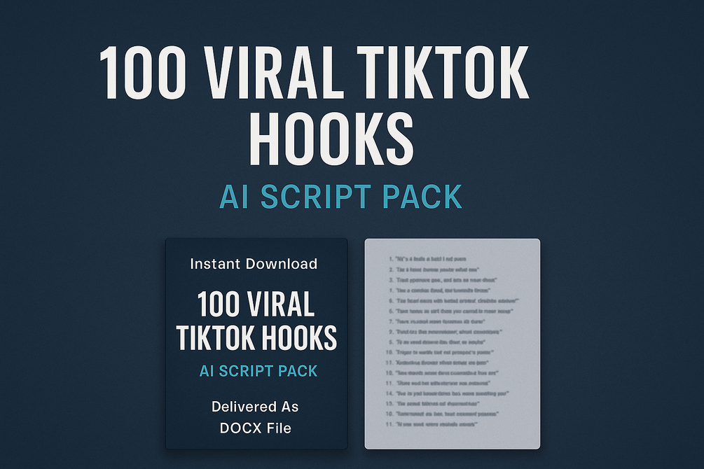 100 Viral TikTok Hooks – AI Content Scripts for Reels, Shorts & Faceless Videos (Digital Download)