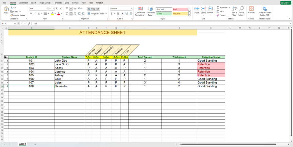 Automated Attendance Sheet