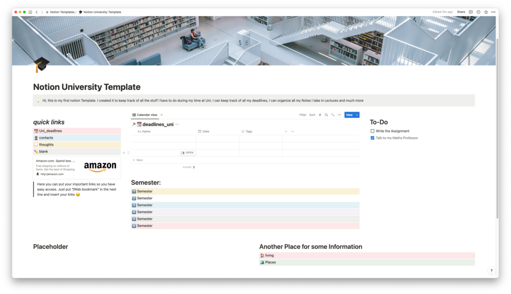 Notion Student/Uni Template