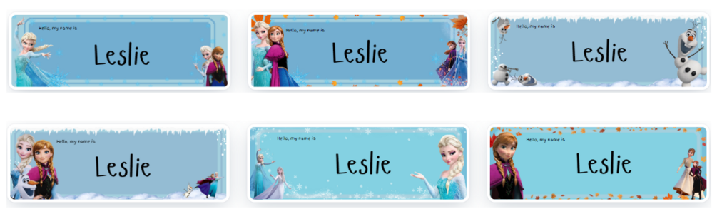 Name Tag Frozen Theme