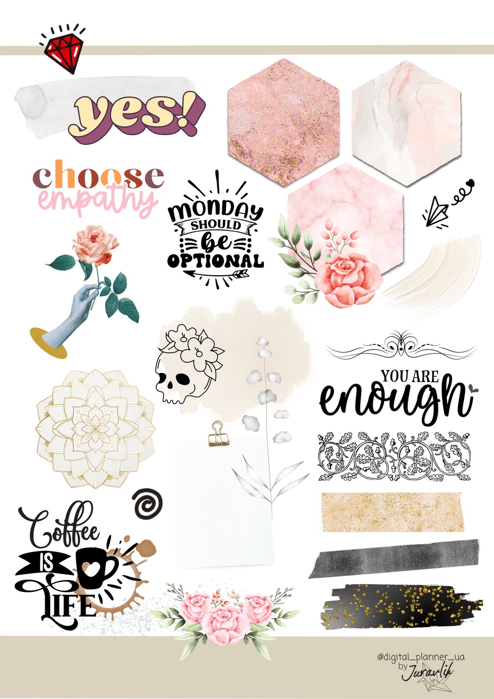 Pink Marble GoodNotes stickers