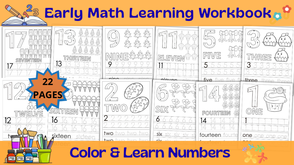 Tracing, Counting & Coloring Numbers Workbook for Kids